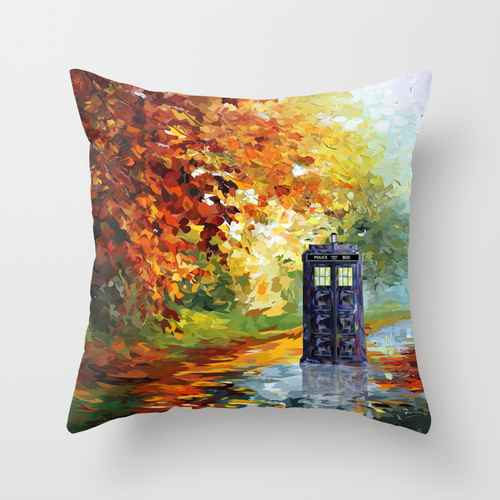 Autumn Blue Phone Booth Art Decorative Cushion Pillow Case on Luulla